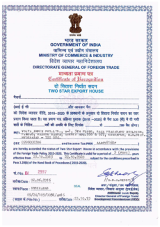 Honours and Awards – Volta Impex